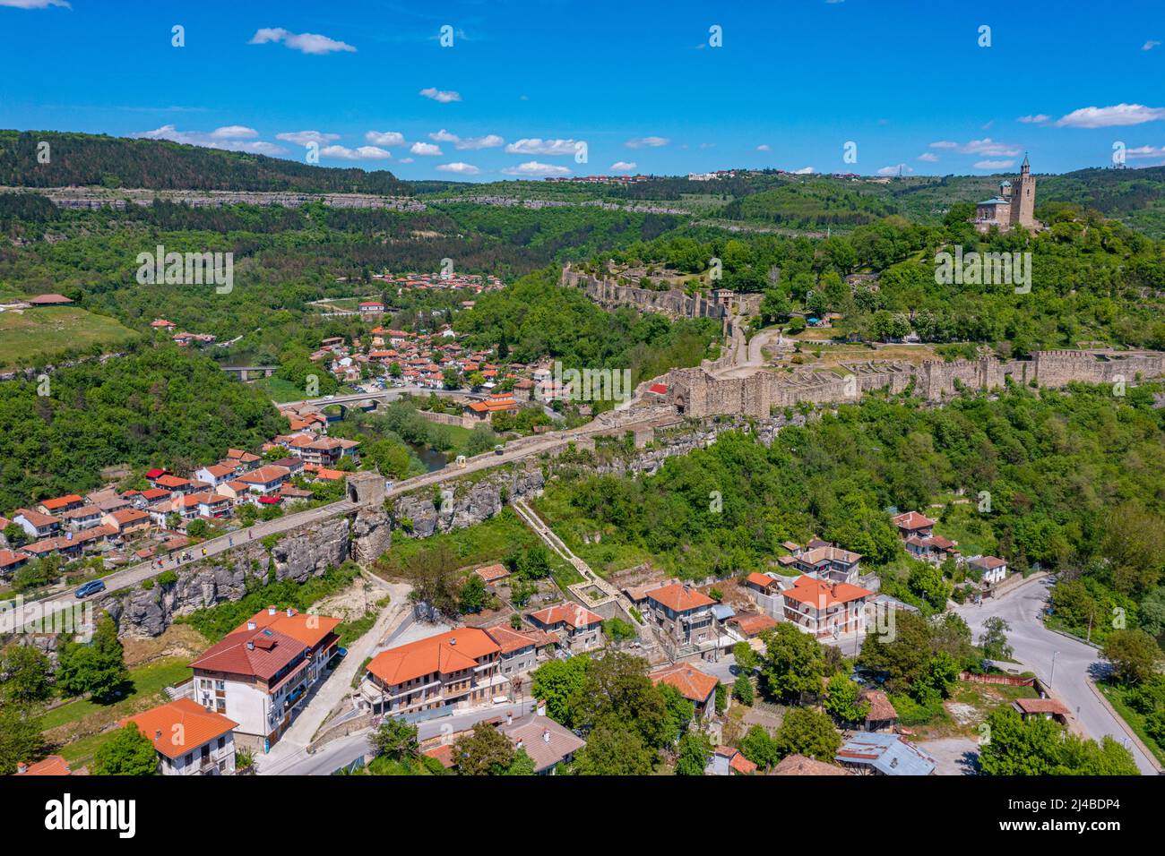 Aerial view of Tsarevets fortress in Veliko Tarnovo, Bulgaria Stock ...