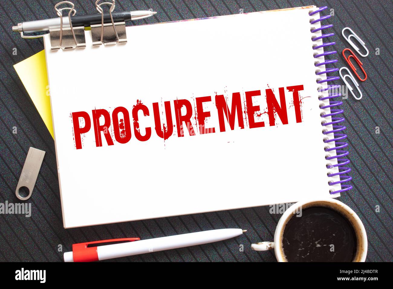 Office paper sheet with text PROCUREMENT and keyboard. Business Stock ...