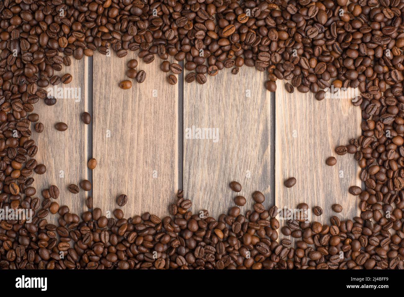Texture of a tree with coffee beans. With an empty place for ...