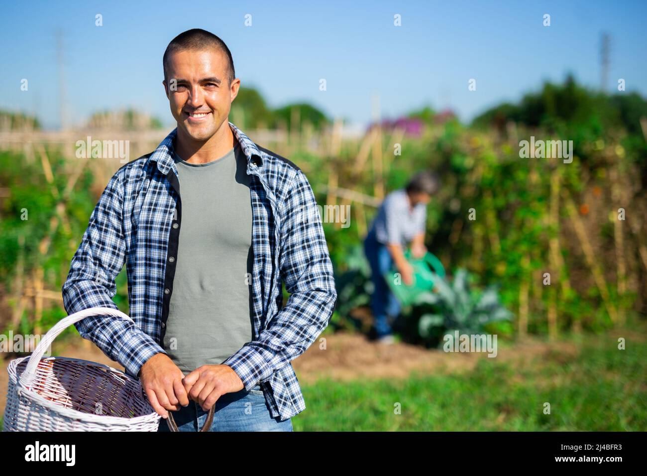 Happy gardener posing tools hi-res stock photography and images - Alamy