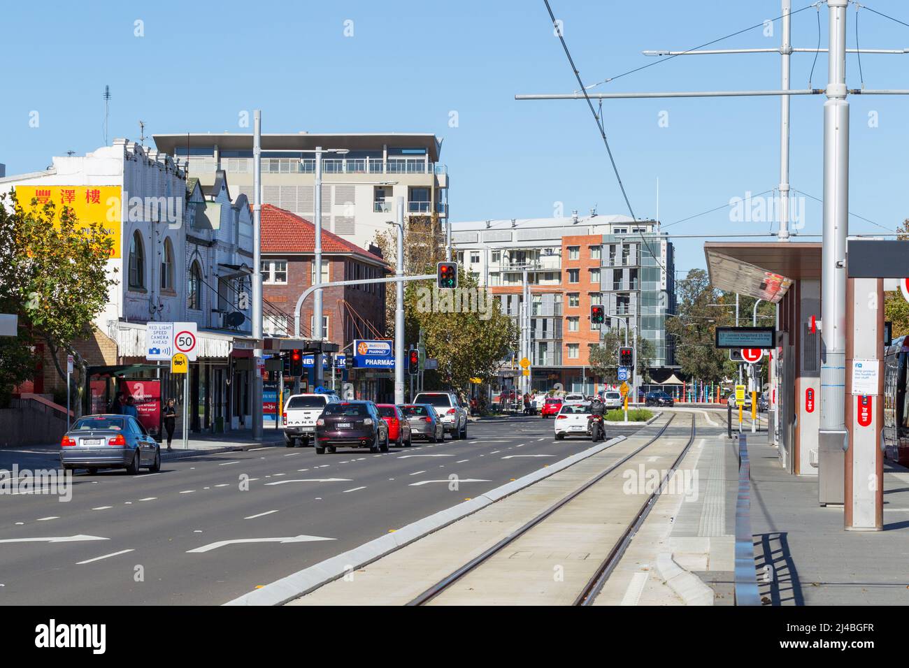Looking south along Anzac Parade near its intersection with Todman ...