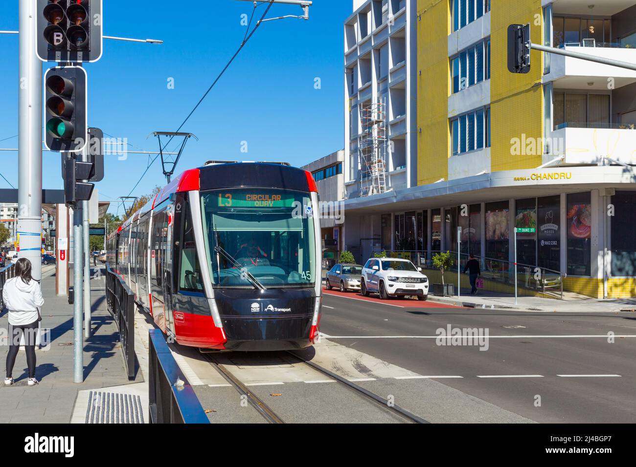 Looking south along Anzac Parade in Kensington, Sydney, Australia, with ...