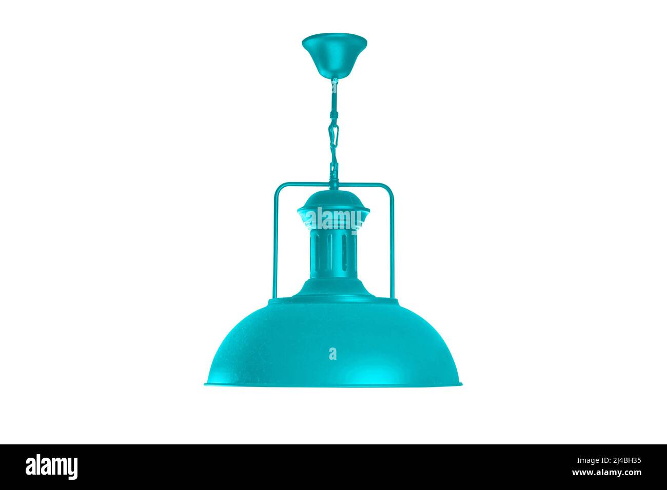 Cyan hanging lamp isolated on white background, with clipping path ...