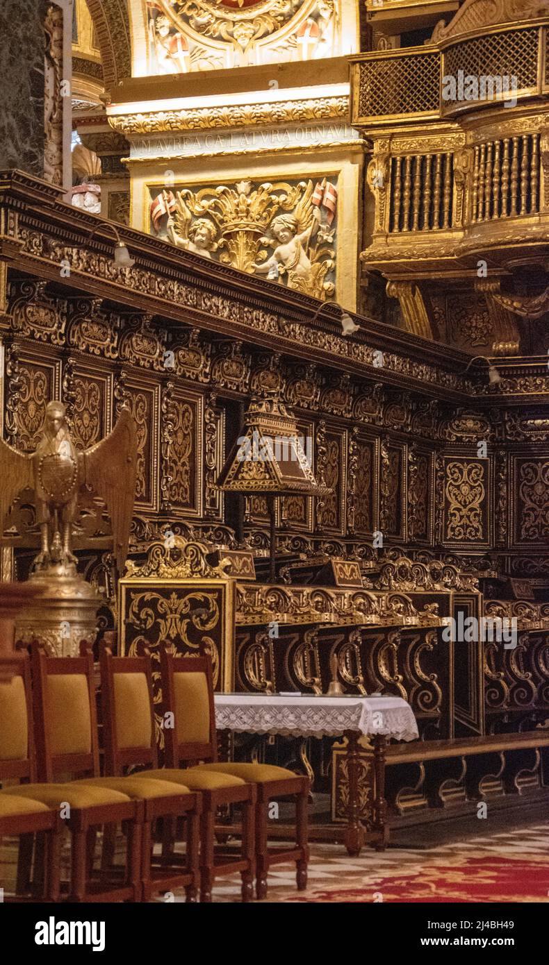 Choir Stalls in Saint John's Co-Cathedral, Valletta, Malta Stock Photo ...