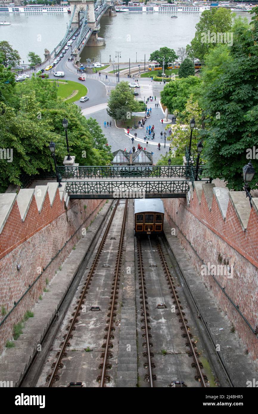 Budapest Castle Hill Funicular, Budapest, Hungary; first opened in 1870 ...