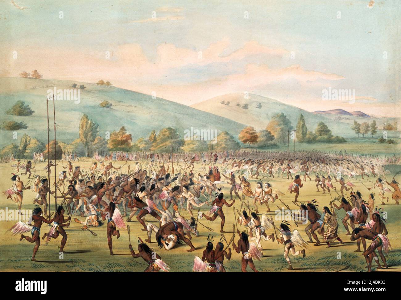 Choctaw ball players playing a stick ball game Stock Photo - Alamy