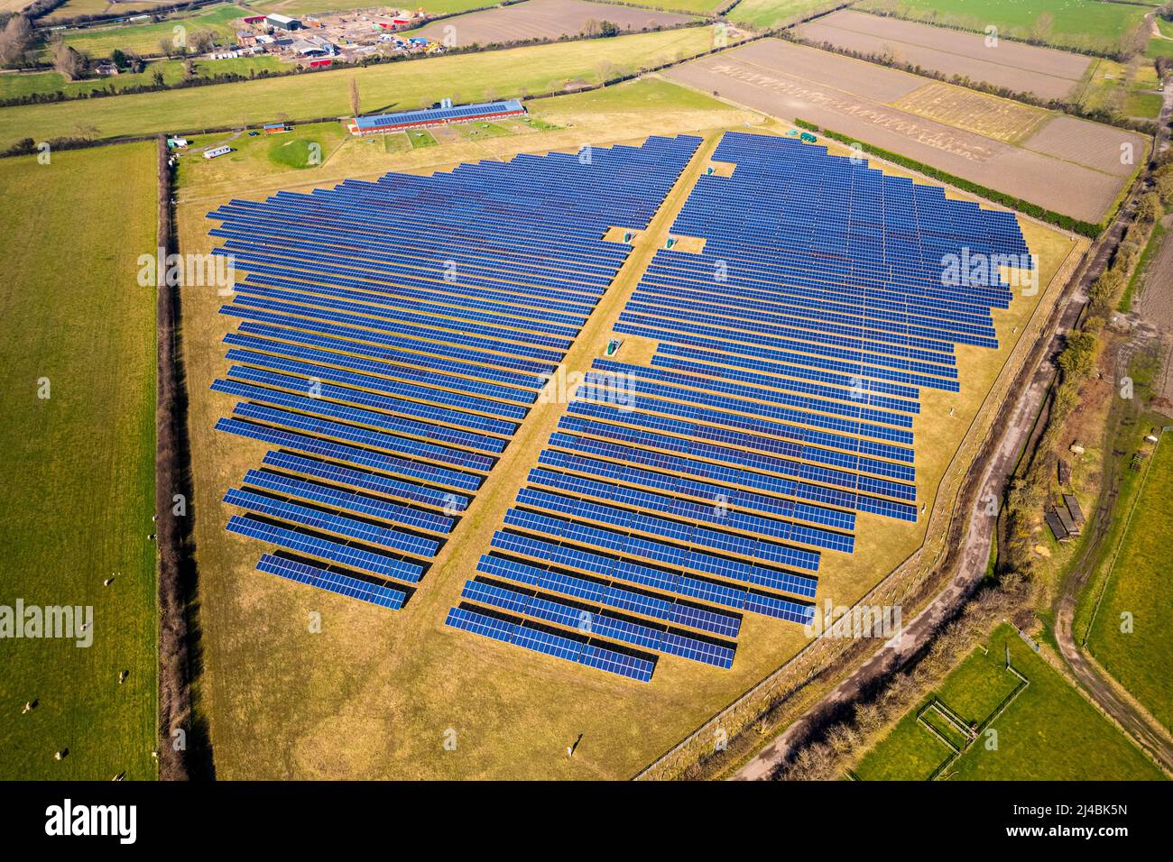 Solar farm, UK, aerial photograph Stock Photo - Alamy