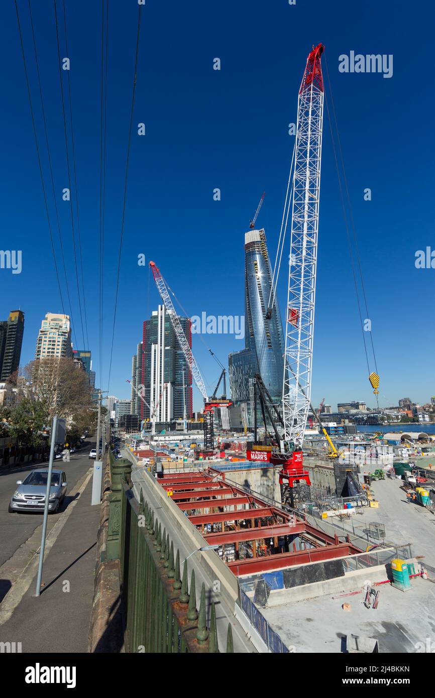 Construction of Barangaroo in Sydney, seen from High Street in Millers ...