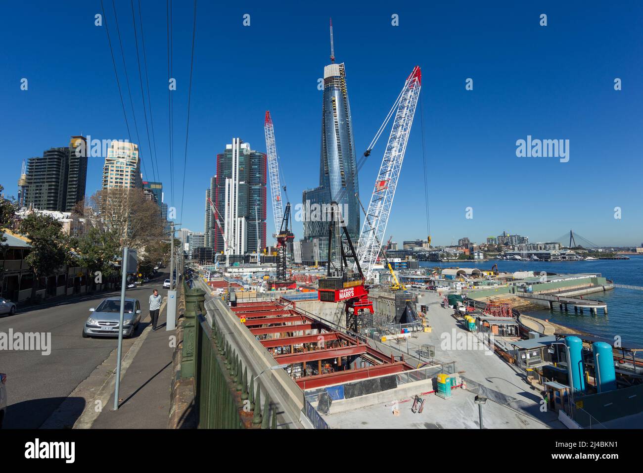 Construction of Barangaroo in Sydney, seen from High Street in Millers ...