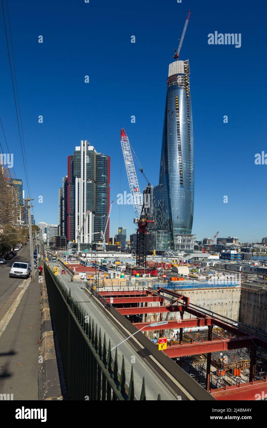 Construction of Barangaroo in Sydney, seen from High Street in Millers ...