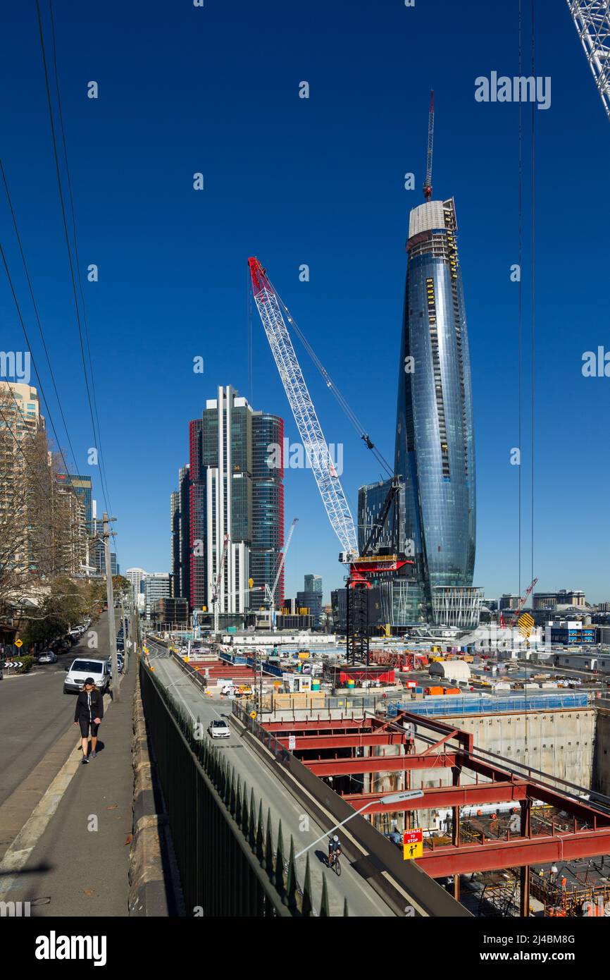 Construction of Barangaroo in Sydney, seen from High Street in Millers ...
