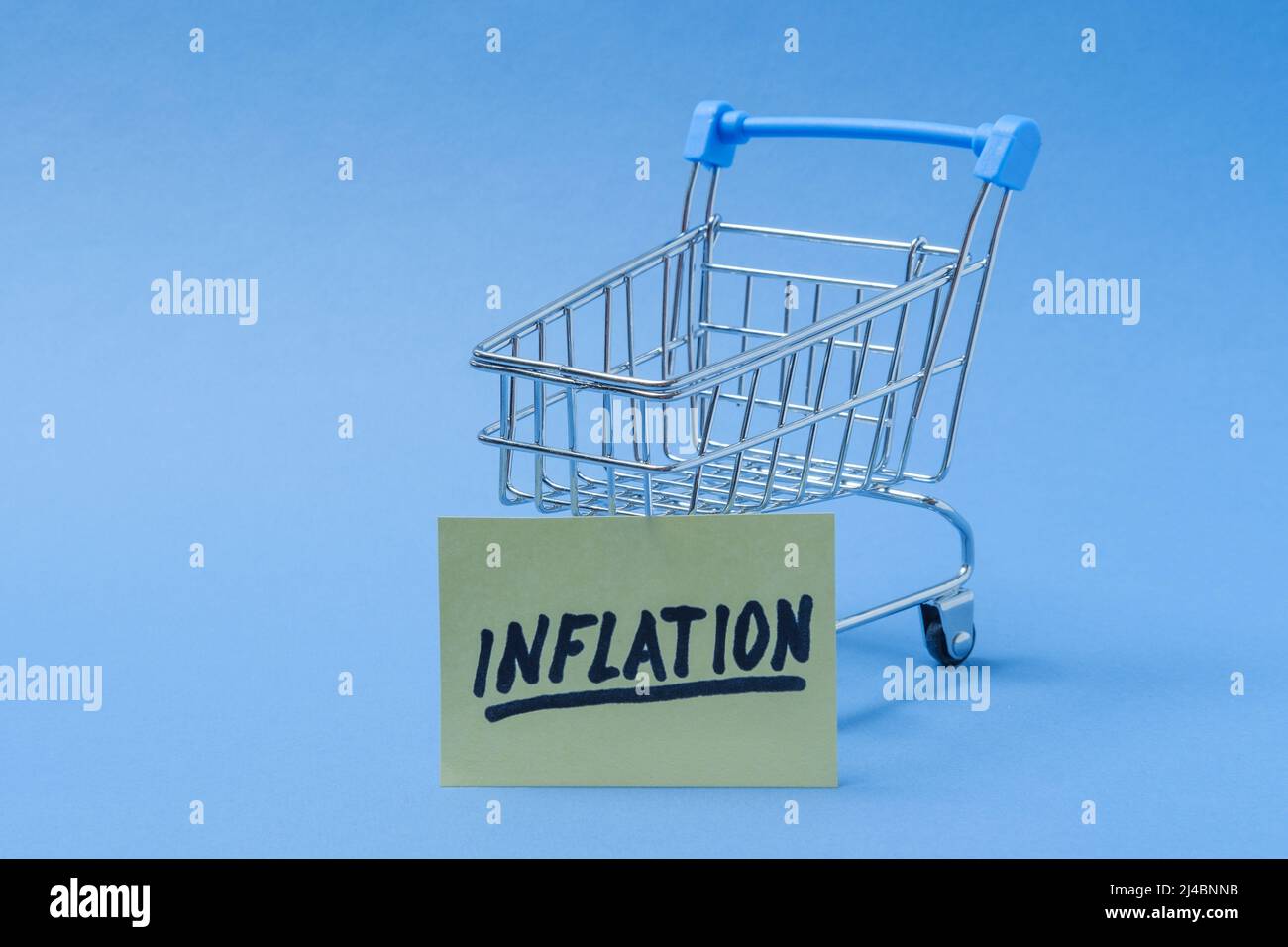 Grocery basket with a banner on which the inscription inflation Stock ...