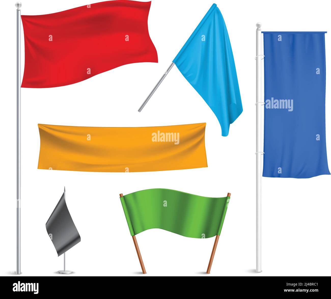 Various colors flags and banners pictograms collection with black ...