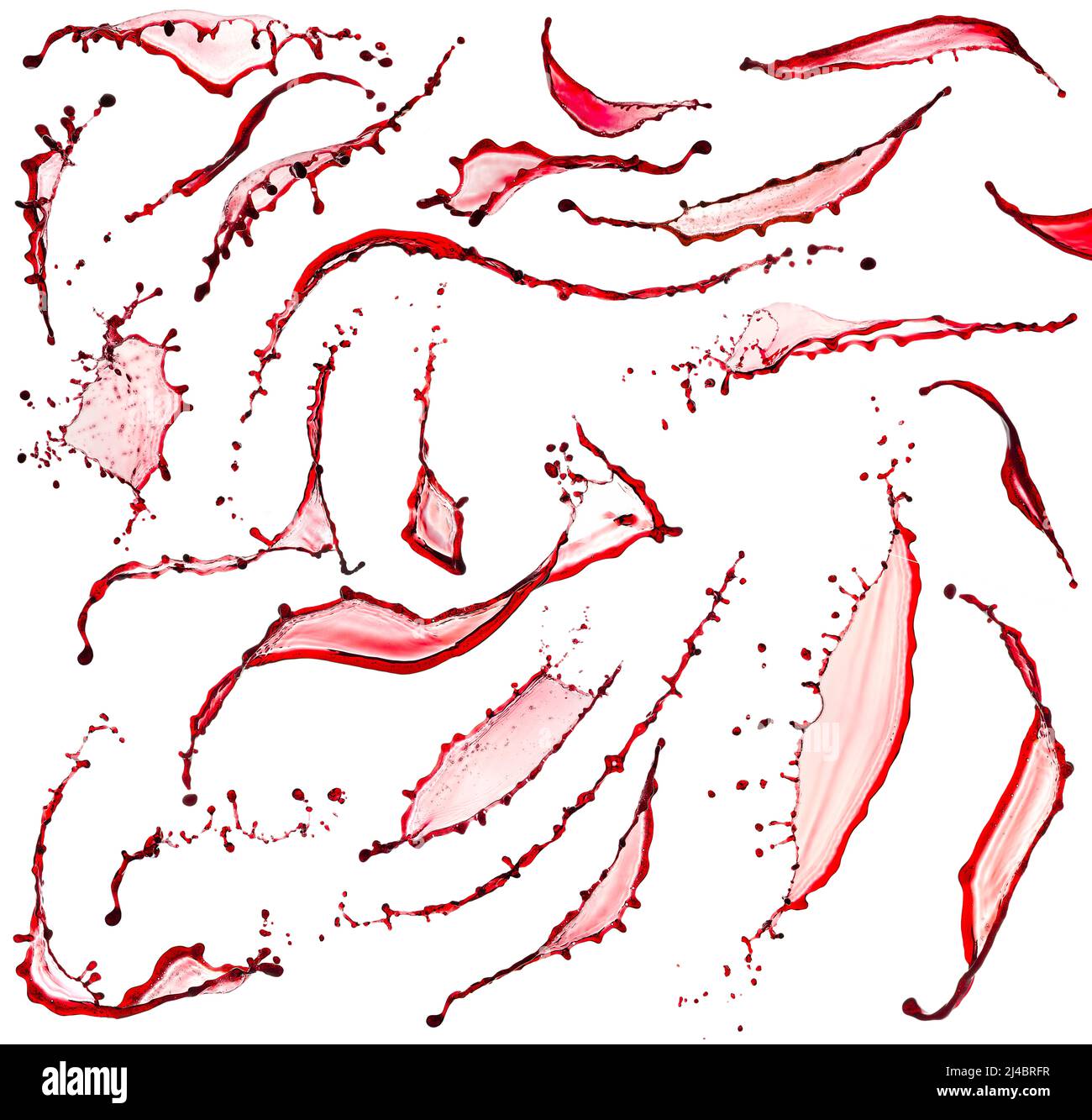 Set of Red wine splashes on white background Stock Photo - Alamy