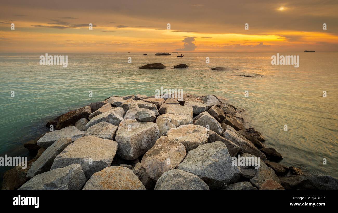 Tanjung Bidara Beach, Malacca west coast state of Malaysia Stock Photo ...