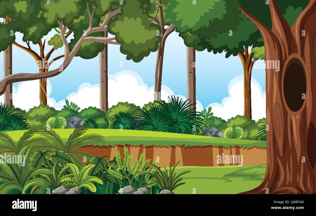 Prehistoric forest scene background illustration Stock Vector Image ...