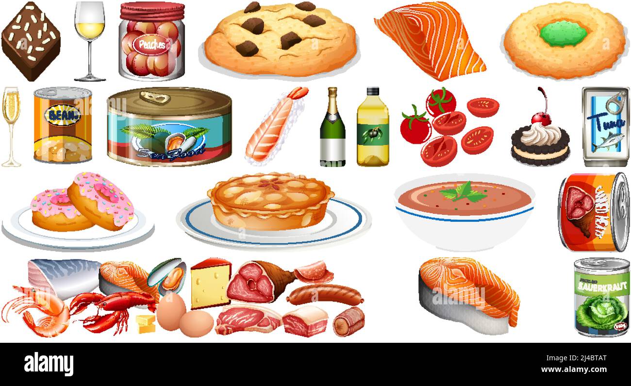 Set of different foods illustration Stock Vector Image & Art - Alamy