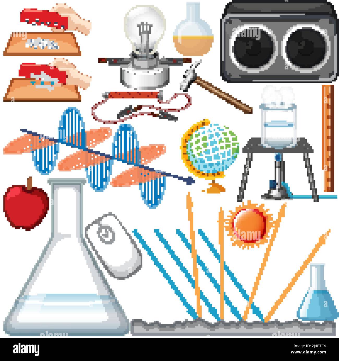 Many science equipments on white background illustration Stock Vector ...