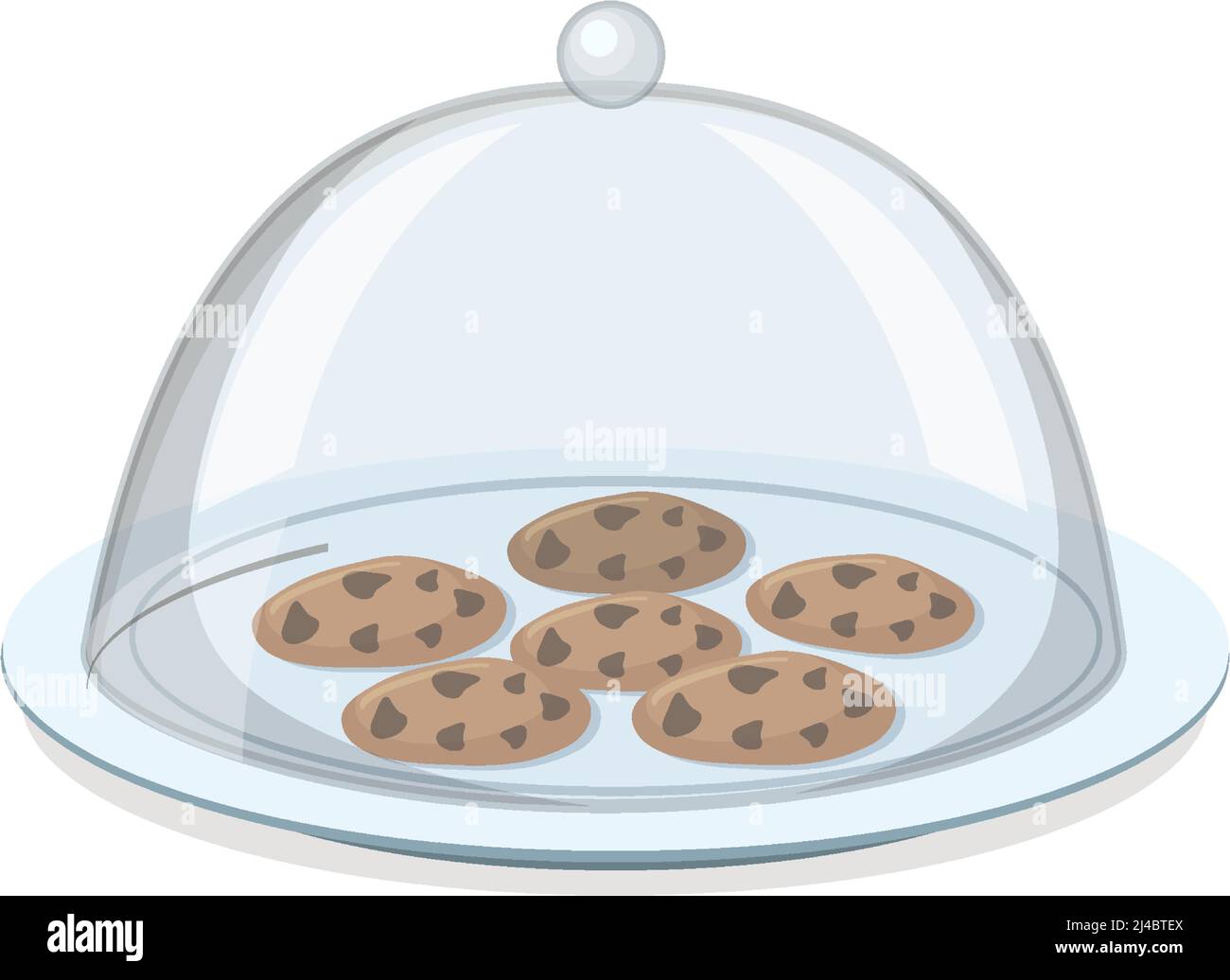 Cookies on round plate with glass cover on white background ...