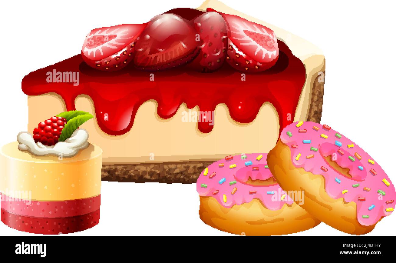 Delicious desserts cartoon set illustration Stock Vector Image & Art ...