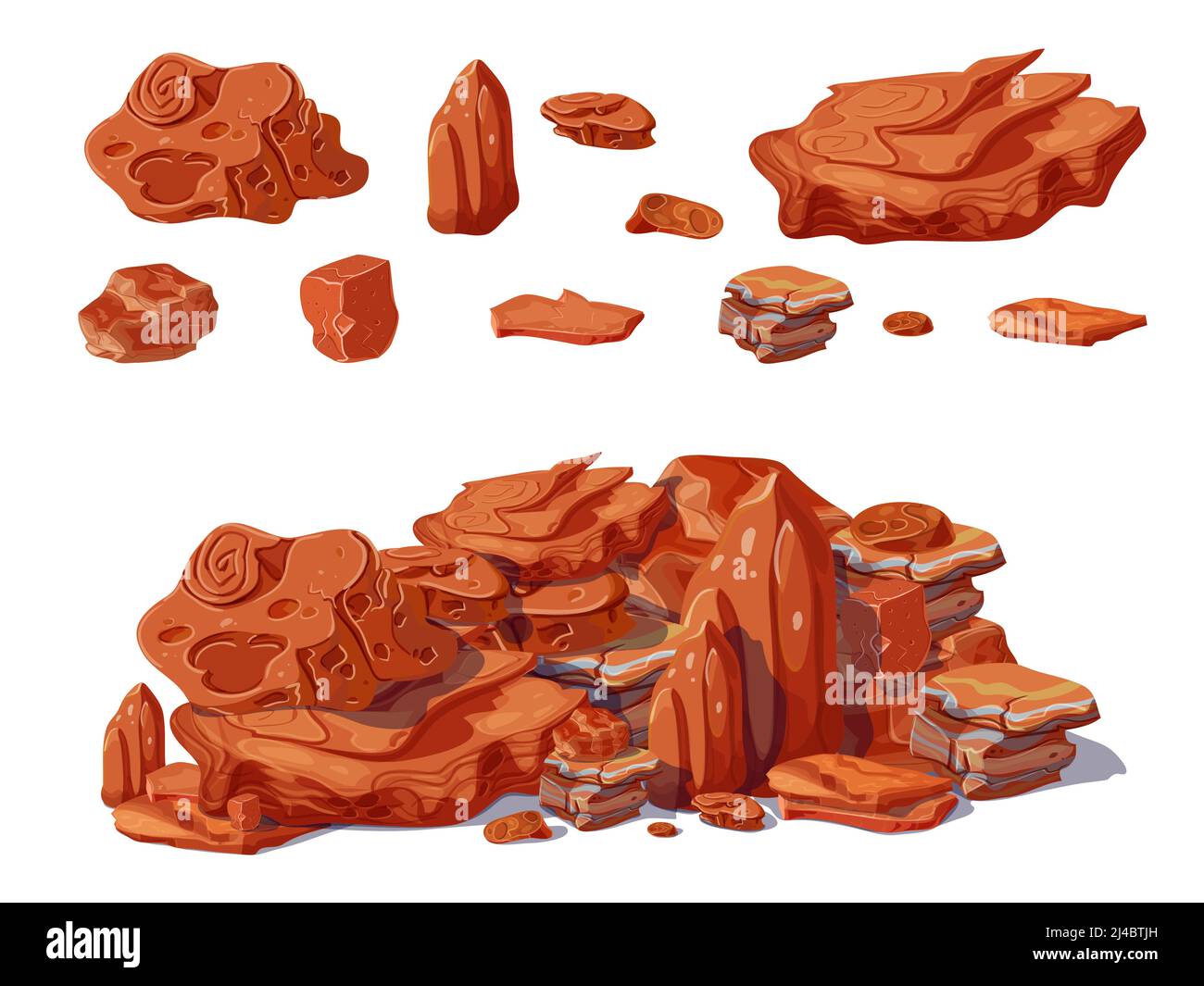 Cartoon colorful stones concept with rocks and boulders of different ...