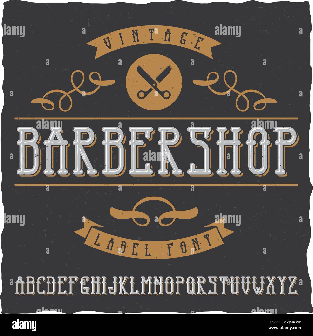 Barber Shop label font and sample label design with decoration and ...
