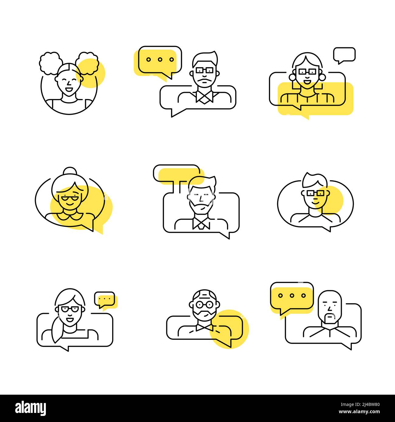 Social media messaging and call centre support icons set. Pixel perfect ...