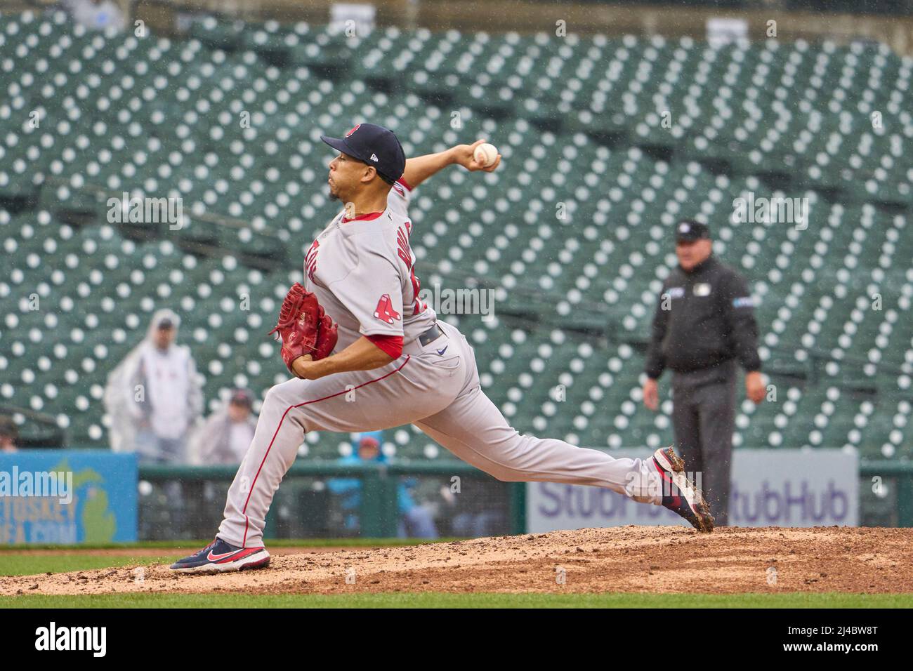 April 13 2022: Boston pitcher Hansel Robles (57) throws a pitch during ...