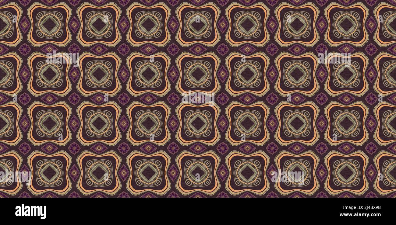 Earthy colours retro sixties geometric seamless border pattern in ...