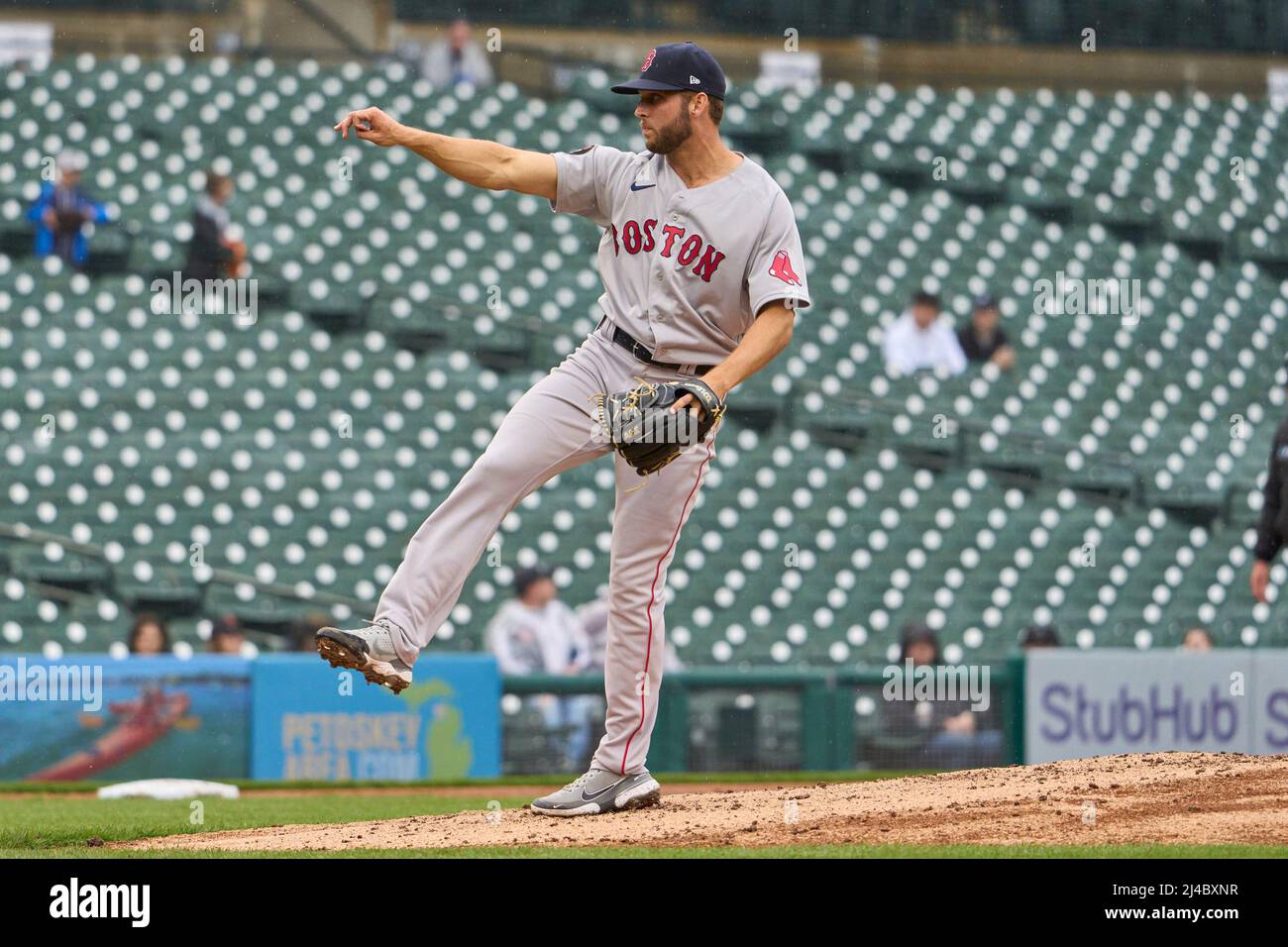 Detroit MI, USA. 13th Apr, 2022. Boston pitcher Kutter Crawford (50 ...