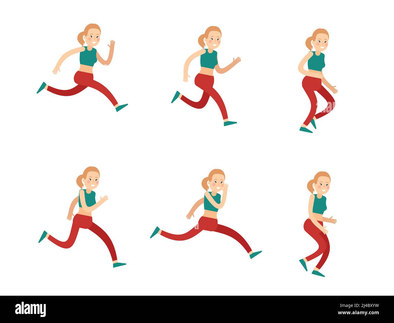 Active training woman set running with different speed in various ...