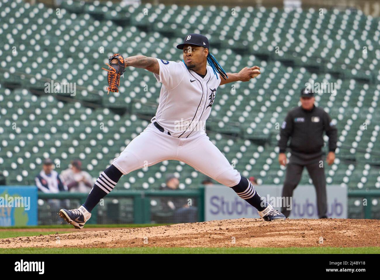 Detroit MI, USA. 13th Apr, 2022. Detroit pitcher Gregory Soto (65 ...