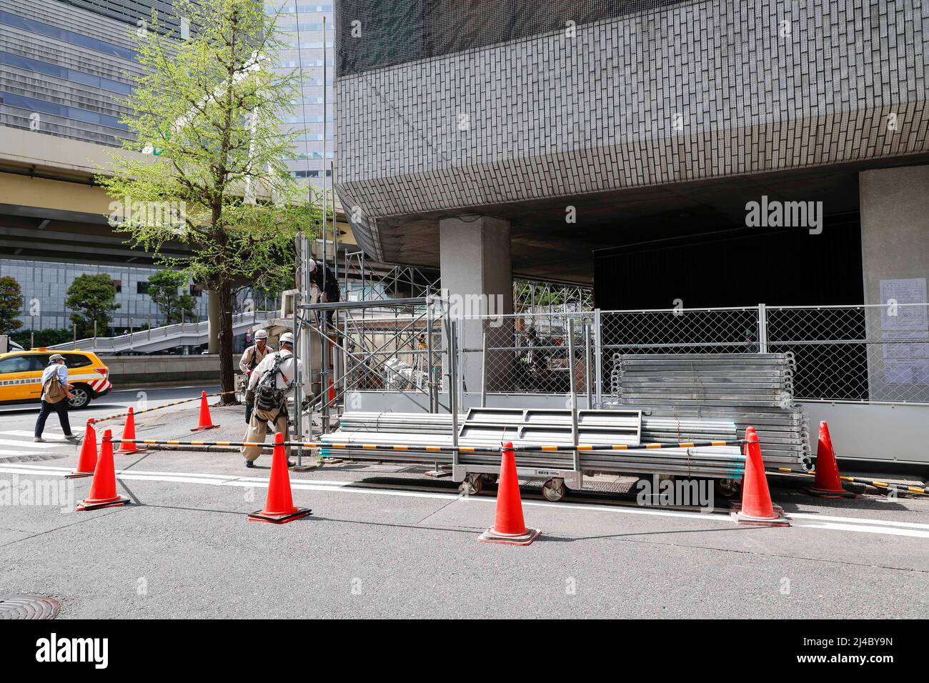 Tokyo, Japan. 13th Apr, 2022. Demolition works start at Nakagin Capsule ...