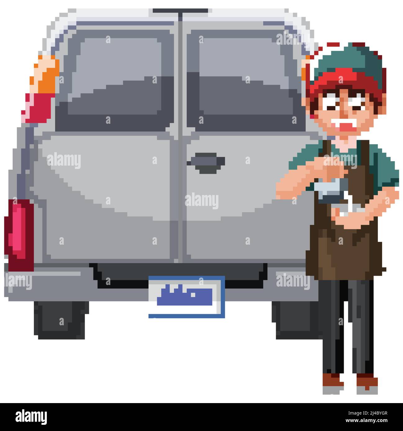 Man mixing coffee by the truck illustration Stock Vector Image & Art ...