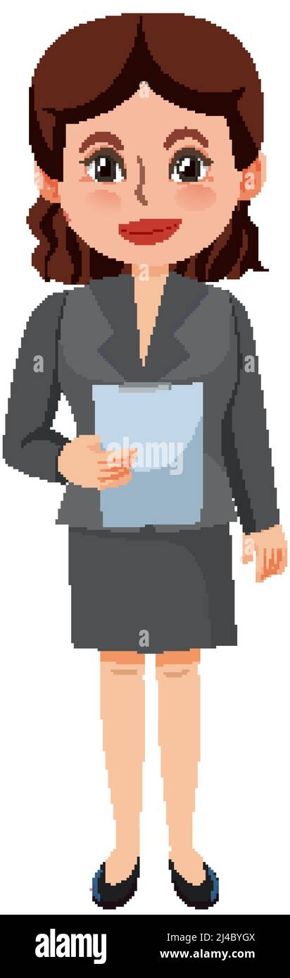 Businesswoman holding file in hand illustration Stock Vector Image ...