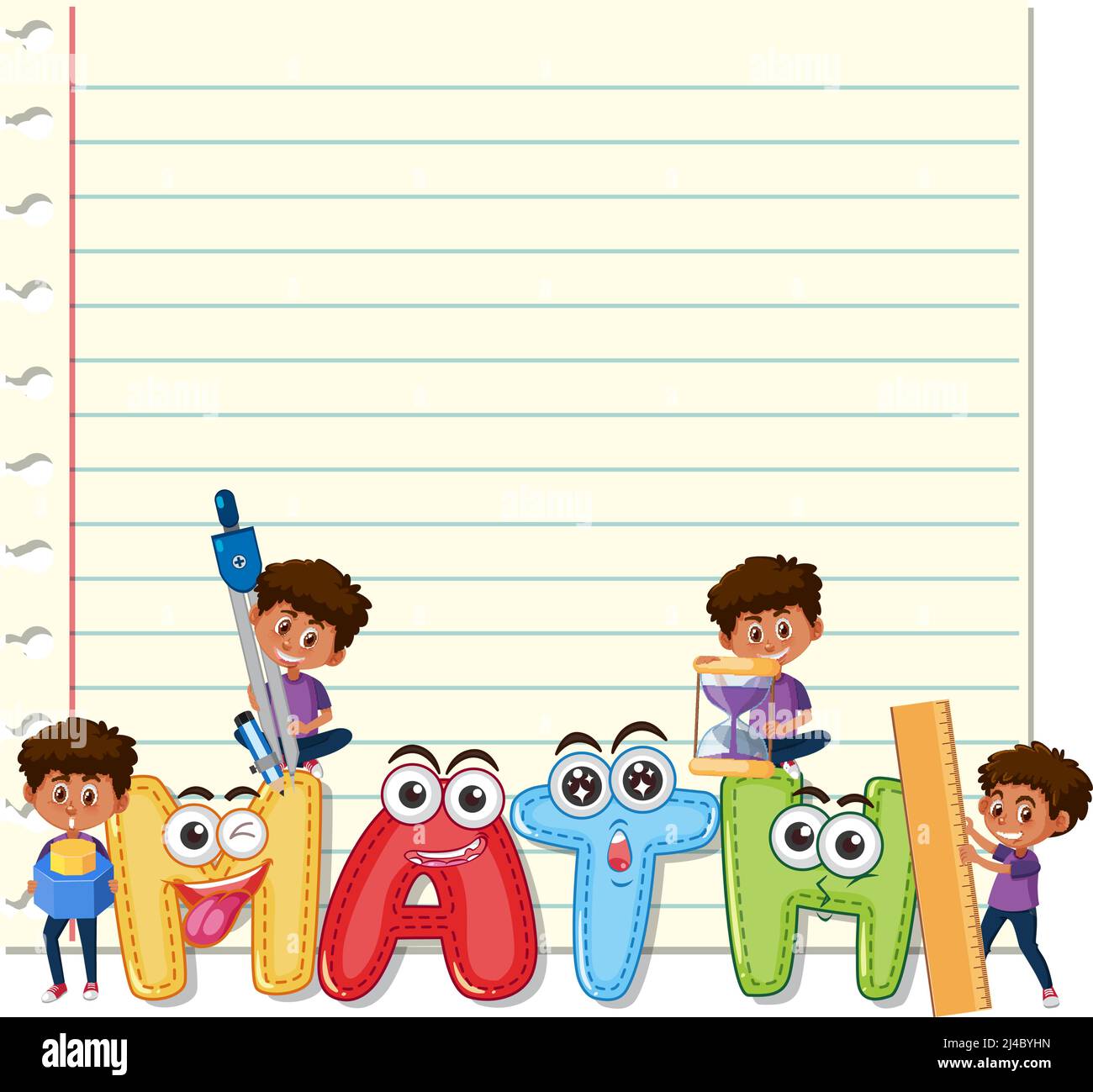 Blank paper with math logo and children illustration Stock Vector Image ...