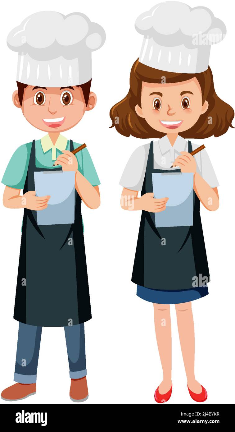 Waiter and waitress writing orders illustration Stock Vector Image ...