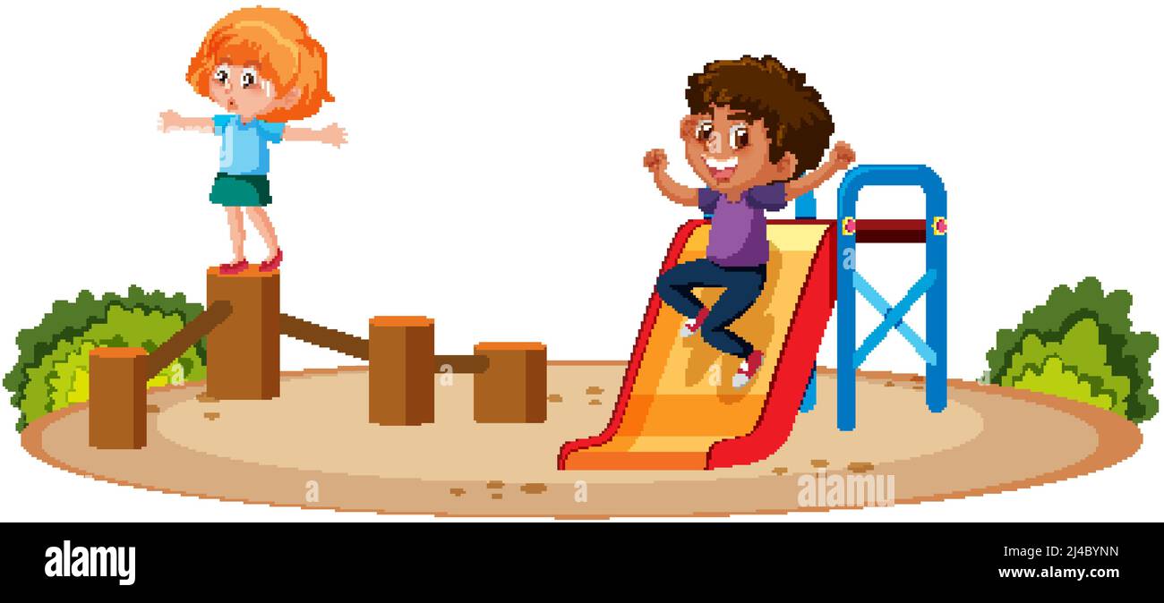 Isolated playground with happy children illustration Stock Vector Image ...