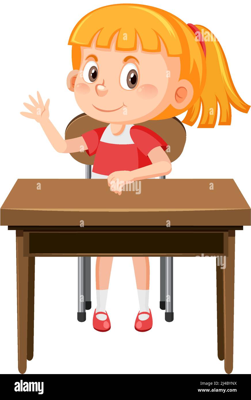 Girl sitting on a school desk illustration Stock Vector Image & Art - Alamy