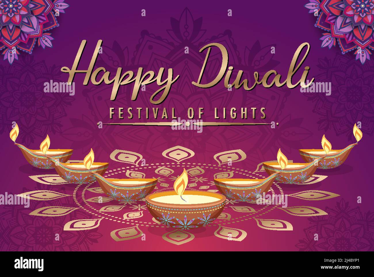 Happy Diwali Festival Of Lights Poster Illustration Stock Vector Image