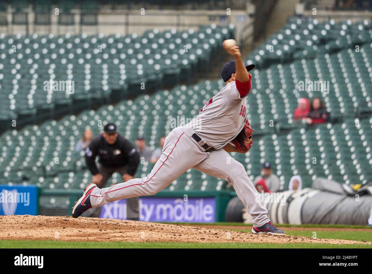 April 13 2022: Boston pitcher Hansel Robles (57) throws a pitch during ...