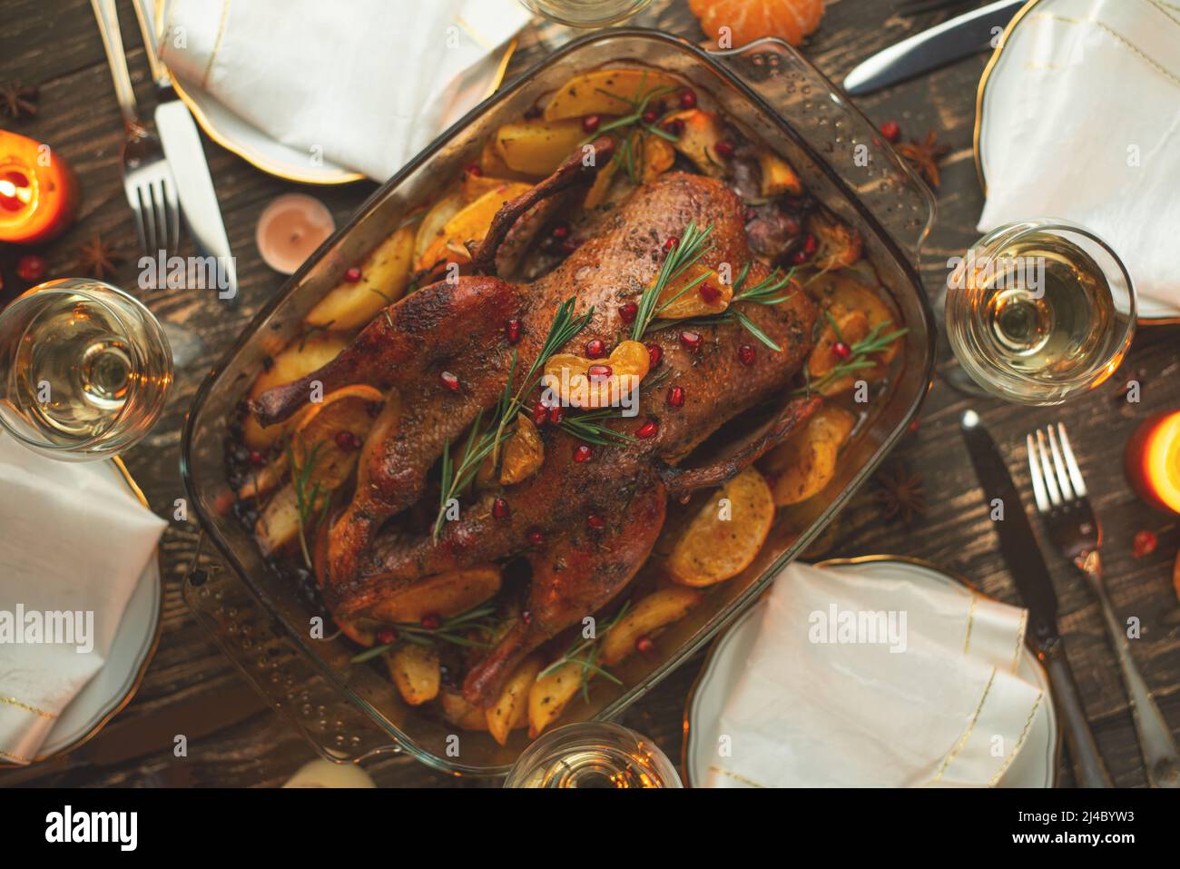 Christmas Family Dinner Table Concept, Flat-lay Stock Photo - Alamy