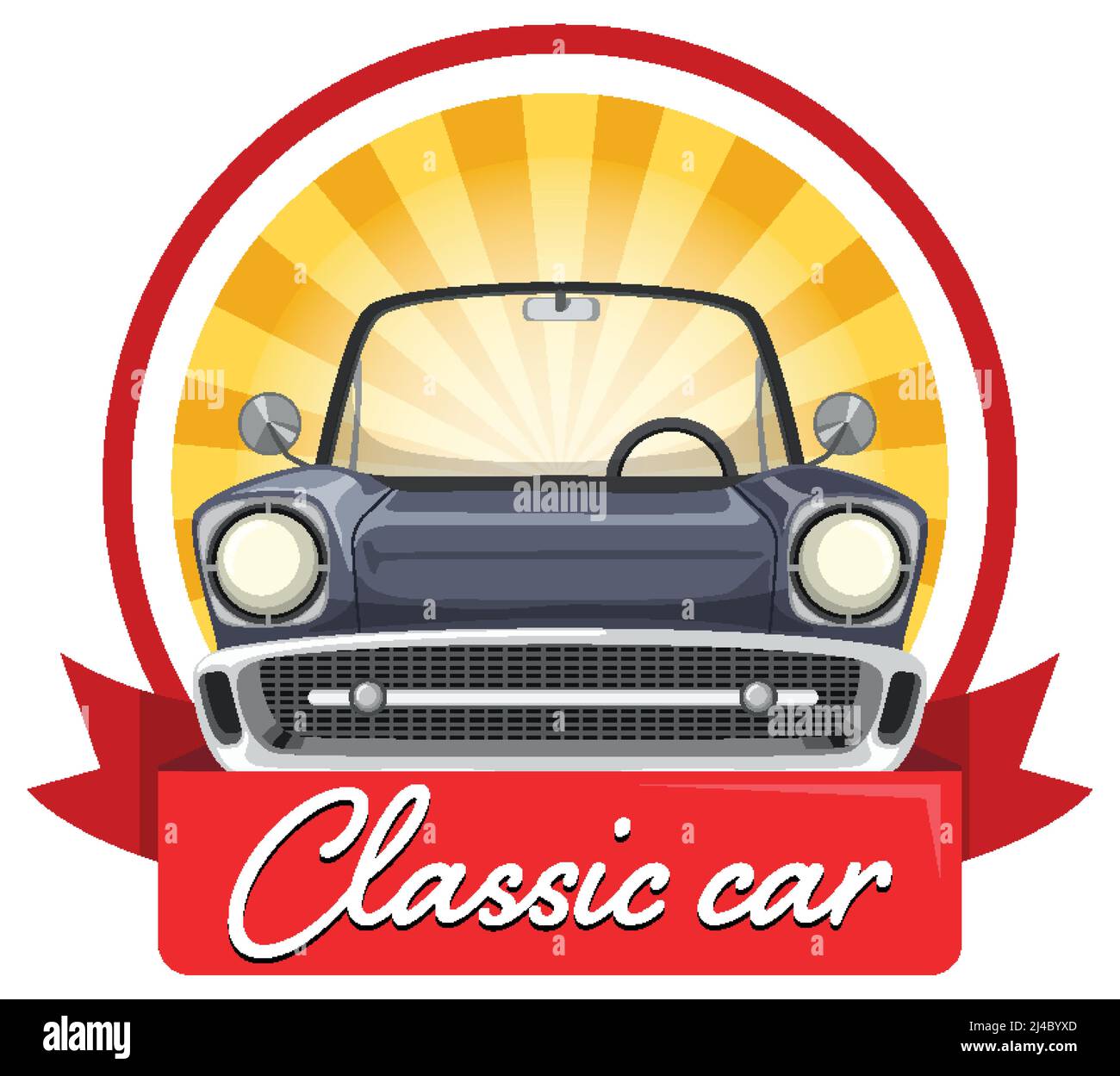 The classic car concept with old car front view illustration Stock ...
