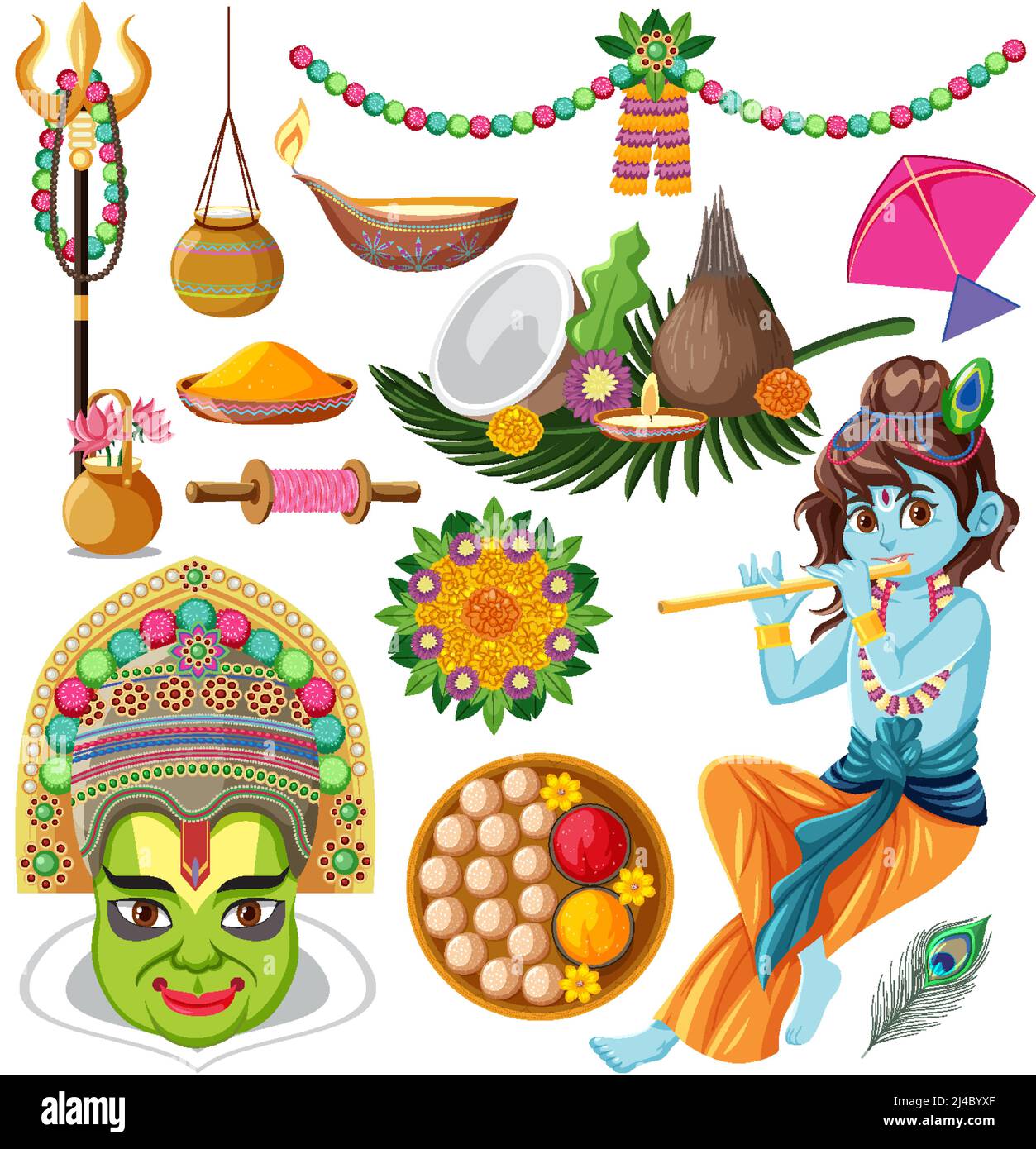 Set of Indian culture objects and symbols illustration Stock Vector ...