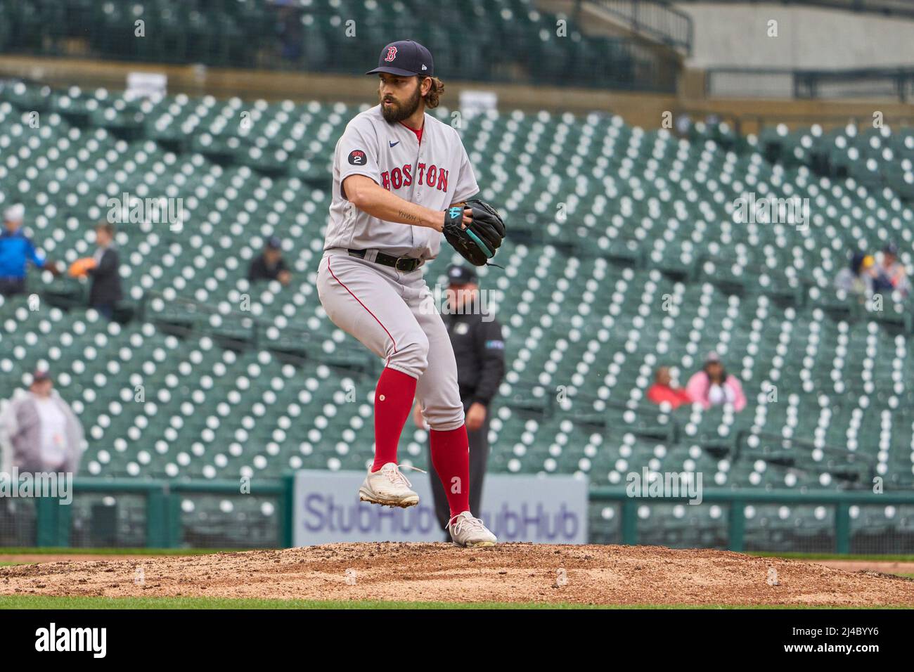 April 13 2022: Boston pitcher Austin Davis (56) throws a pitch during ...
