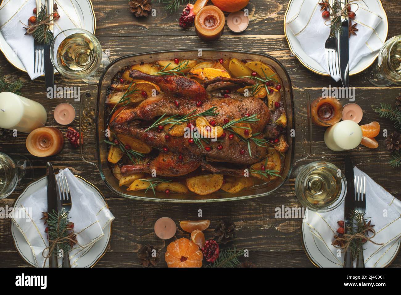 Christmas Family Dinner Table Concept, Flat-lay Stock Photo - Alamy