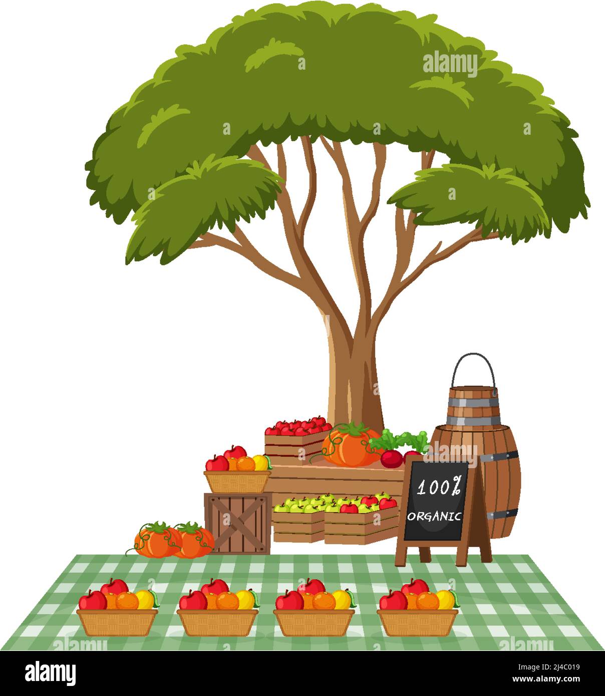 Flea market concept with fruit store illustration Stock Vector Image ...