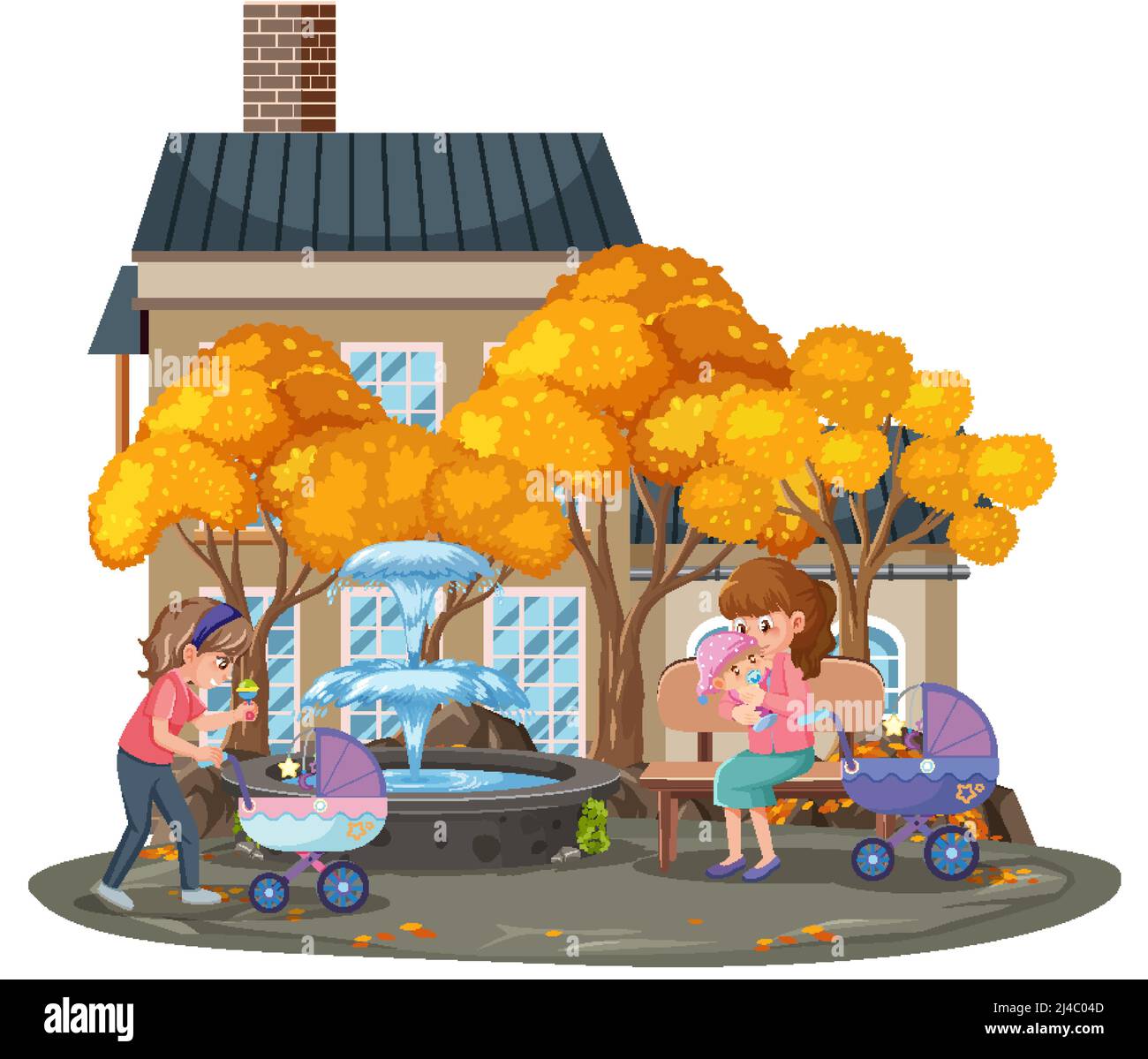 Isolated scene with people cartoon character illustration Stock Vector ...