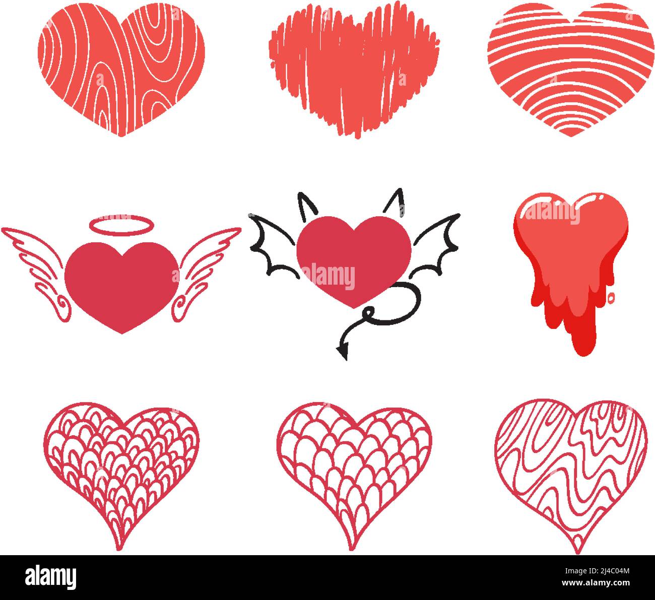 Different style of hearts isolated on white background illustration ...