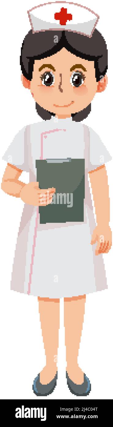 A nurse cartoon on white background illustration Stock Vector Image ...
